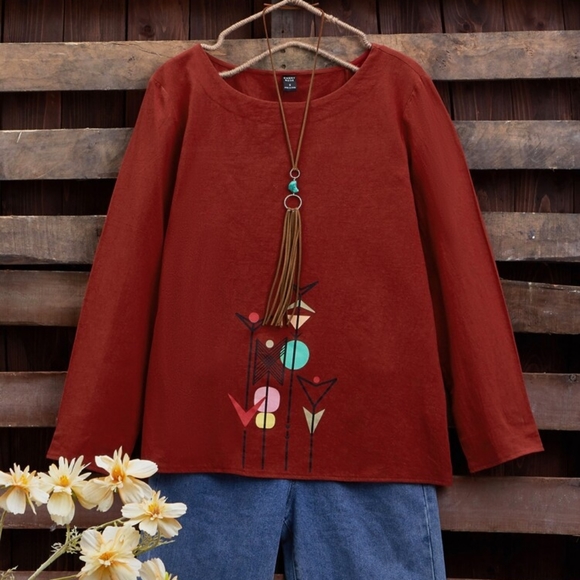 Emery Rose | Tops | New Emery Rose Geo Print Scoop Neck Longsleeve ...